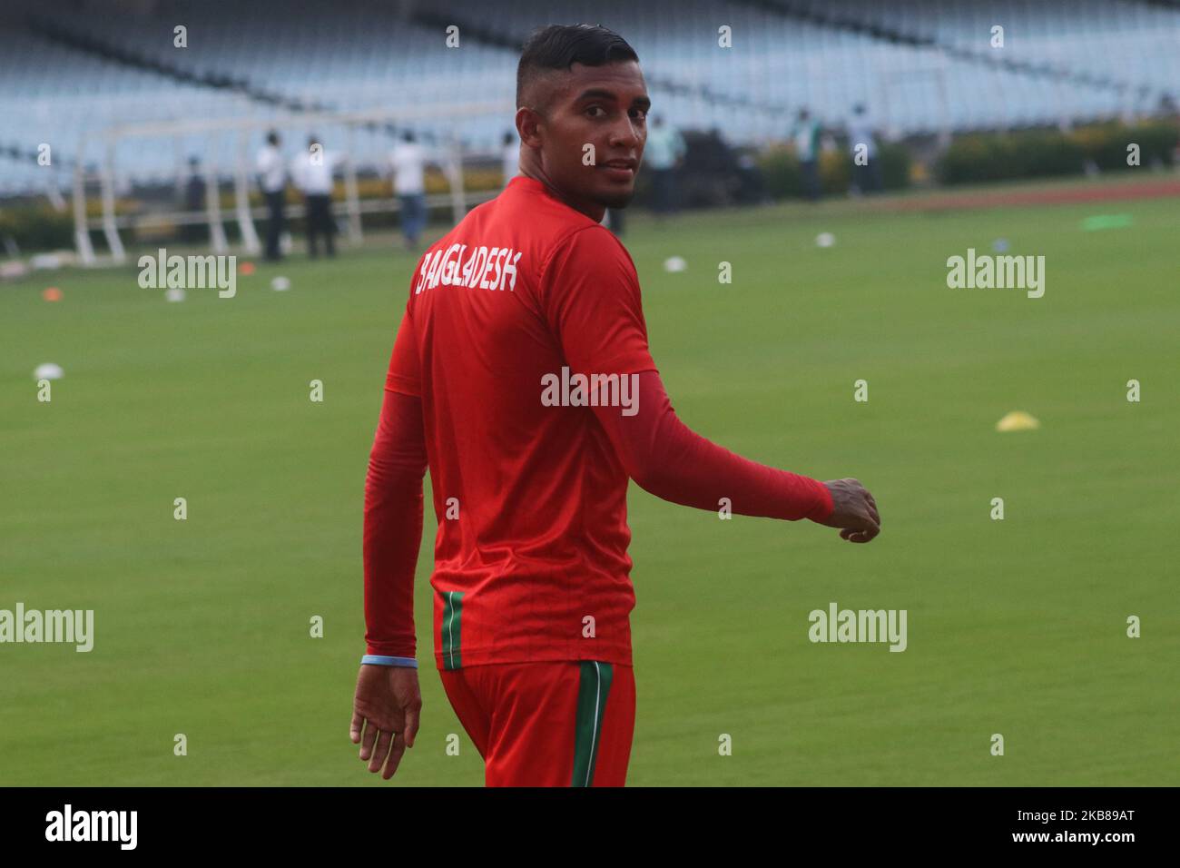 Bangladesh's National football team captain Jamal Bhuyan (C)Â with a ...