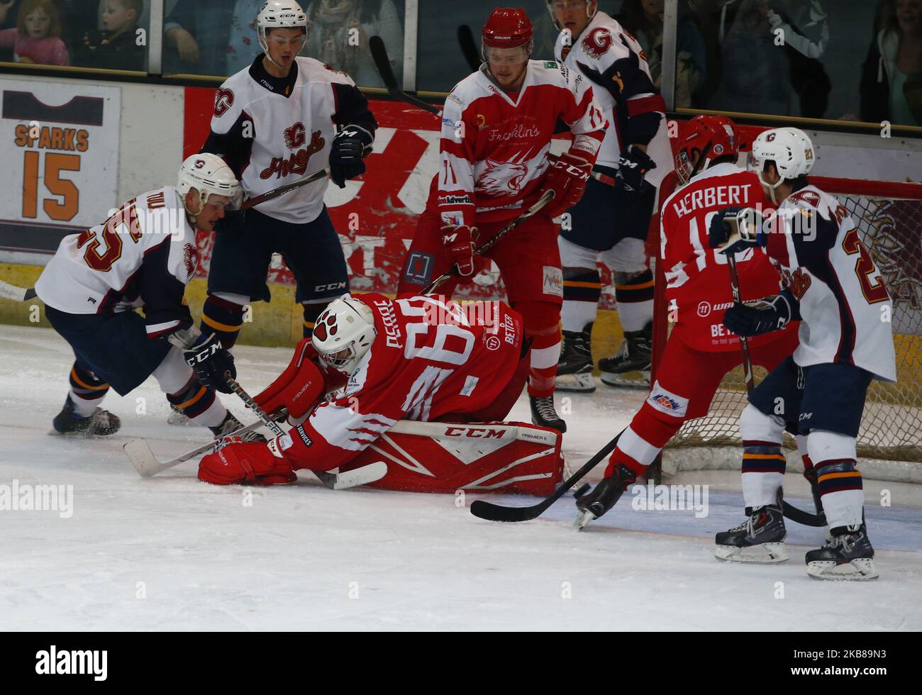 Tyler Perry of Swindon Wildcats during National Ice Hockey League ...