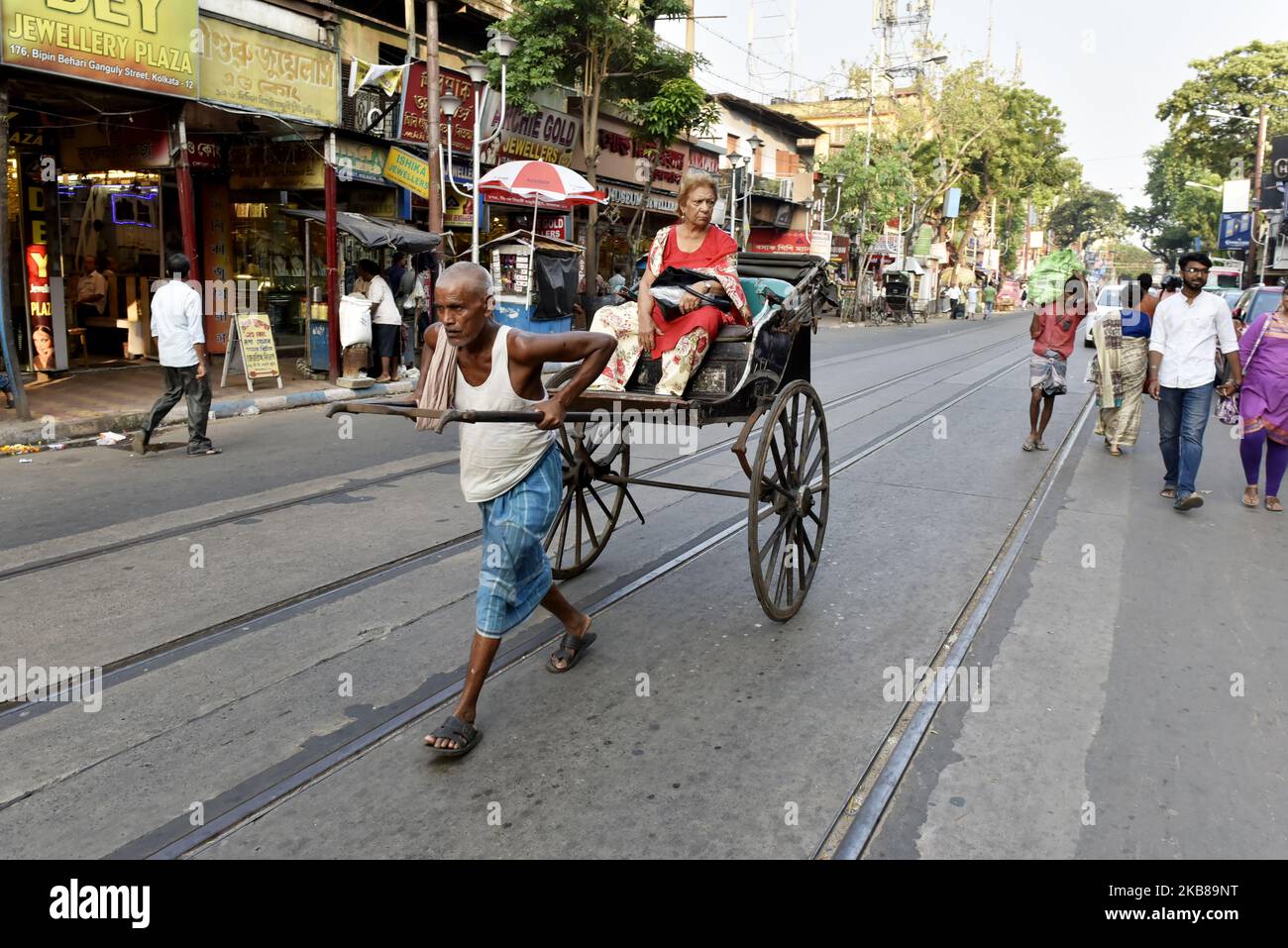 Hand Rickshaw puller in Kolkata, India, 14 October, 2019. (Photo by ...