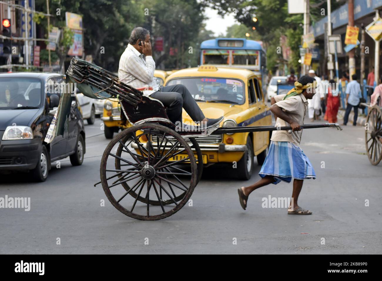 Hand Rickshaw puller in Kolkata, India, 14 October, 2019. (Photo by ...