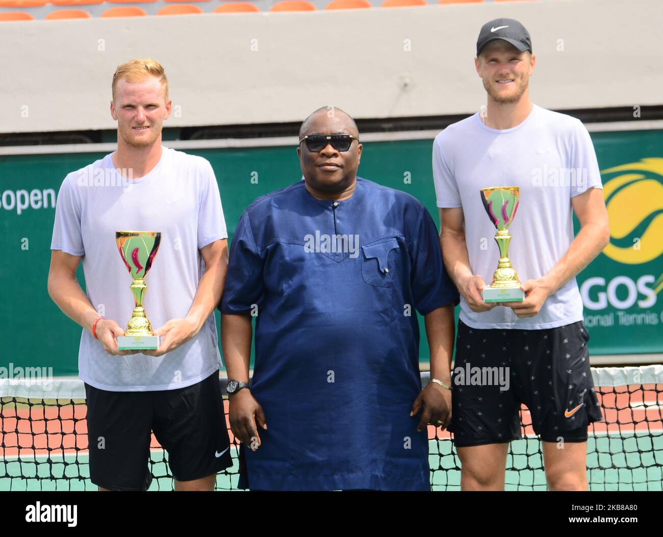 Zimbabwe brothers, Benjamin Lock (L) and Courtney Lock (R) pose with ...
