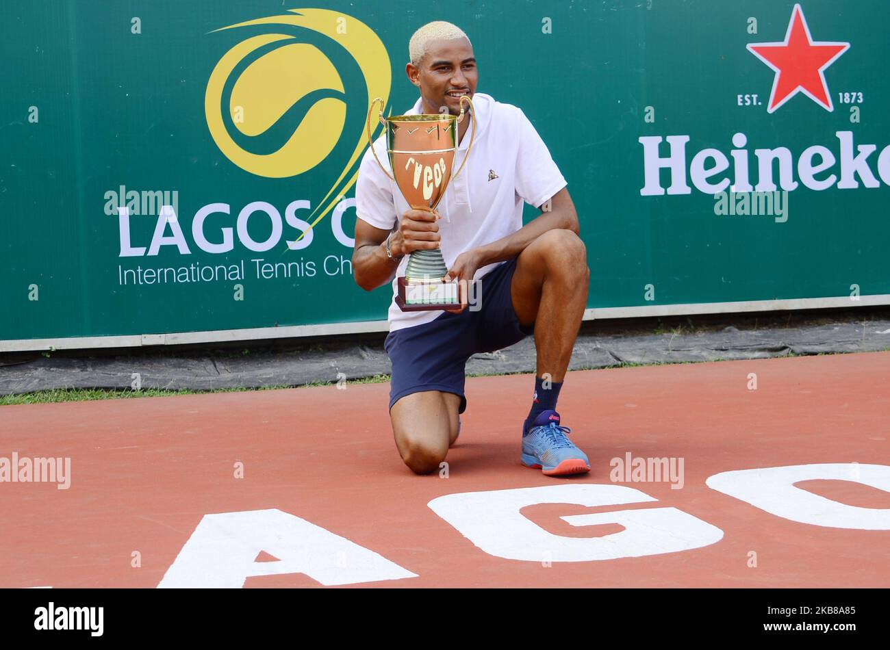 French Calvin Hemery poses with trophy after win the Men's single final ...