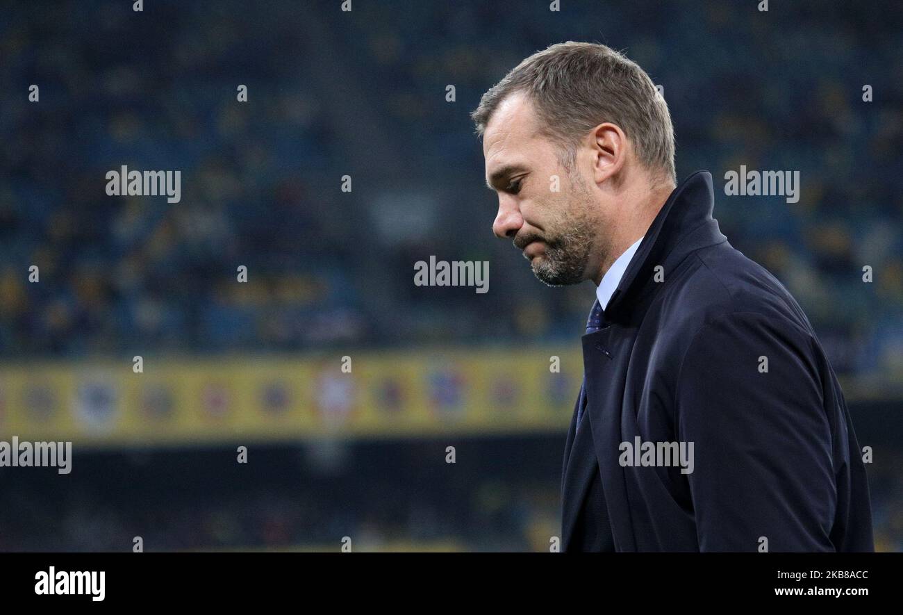 Ukraine's head coach Andrey Shevchenko before the start of the Euro ...