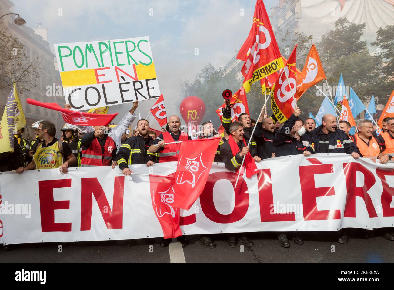 Firefighters protest at place de la Republique, during the day of ...