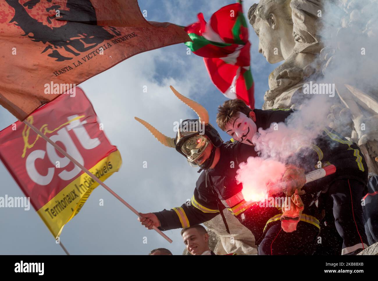 Firefighters protest at place de la Republique, during the day of ...