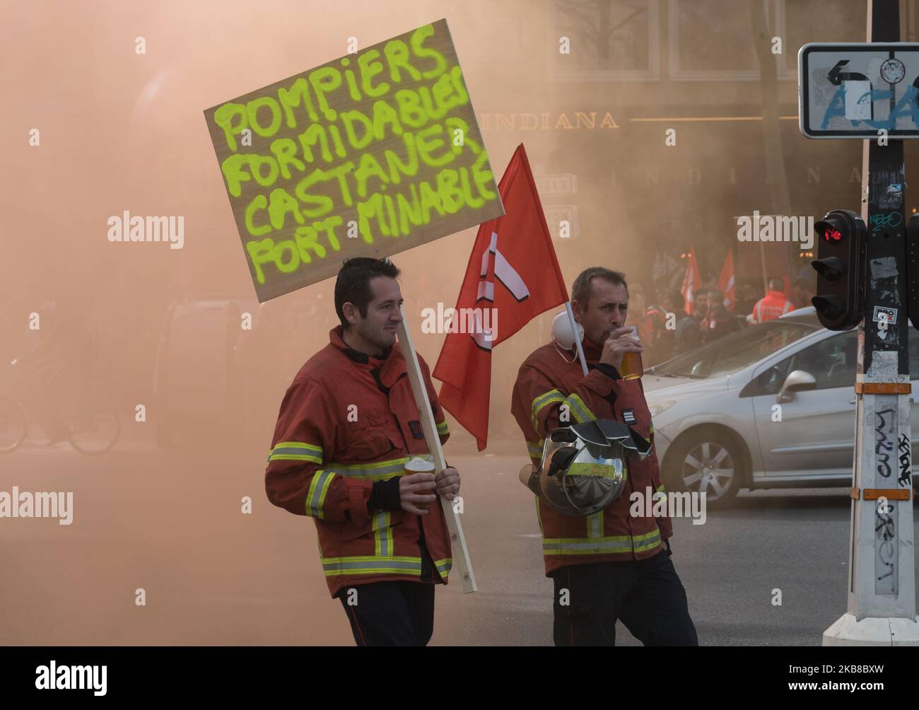 Firefighters protest at place de la Republique, during the day of ...