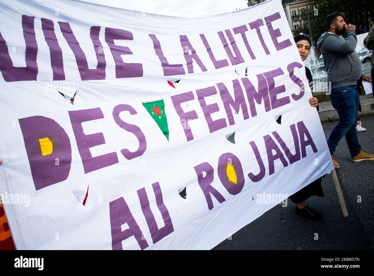 Womens from the Kurdish community at a demonstration in support of YPG ...