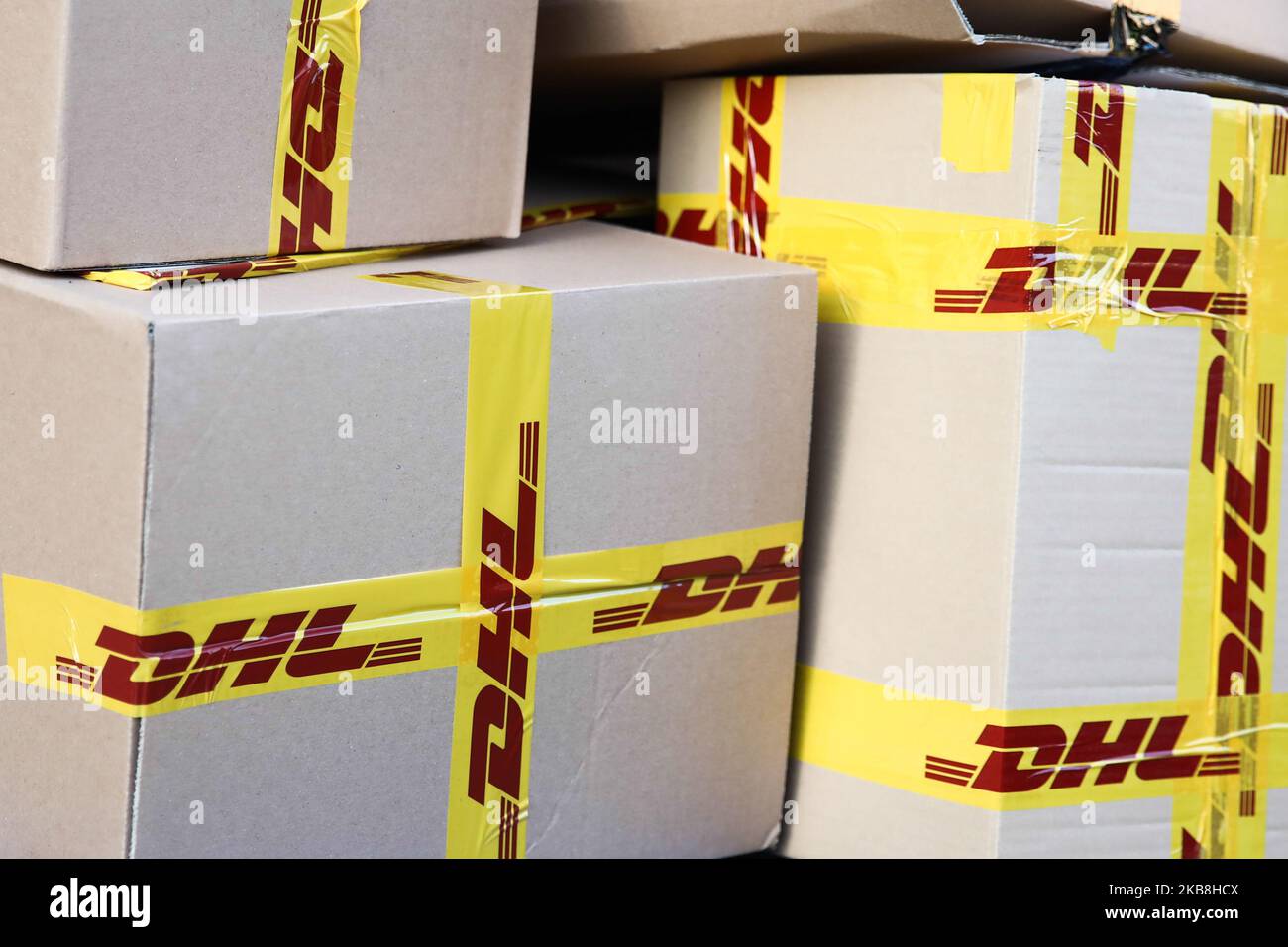 Dhl boxes hi-res stock photography and images - Alamy