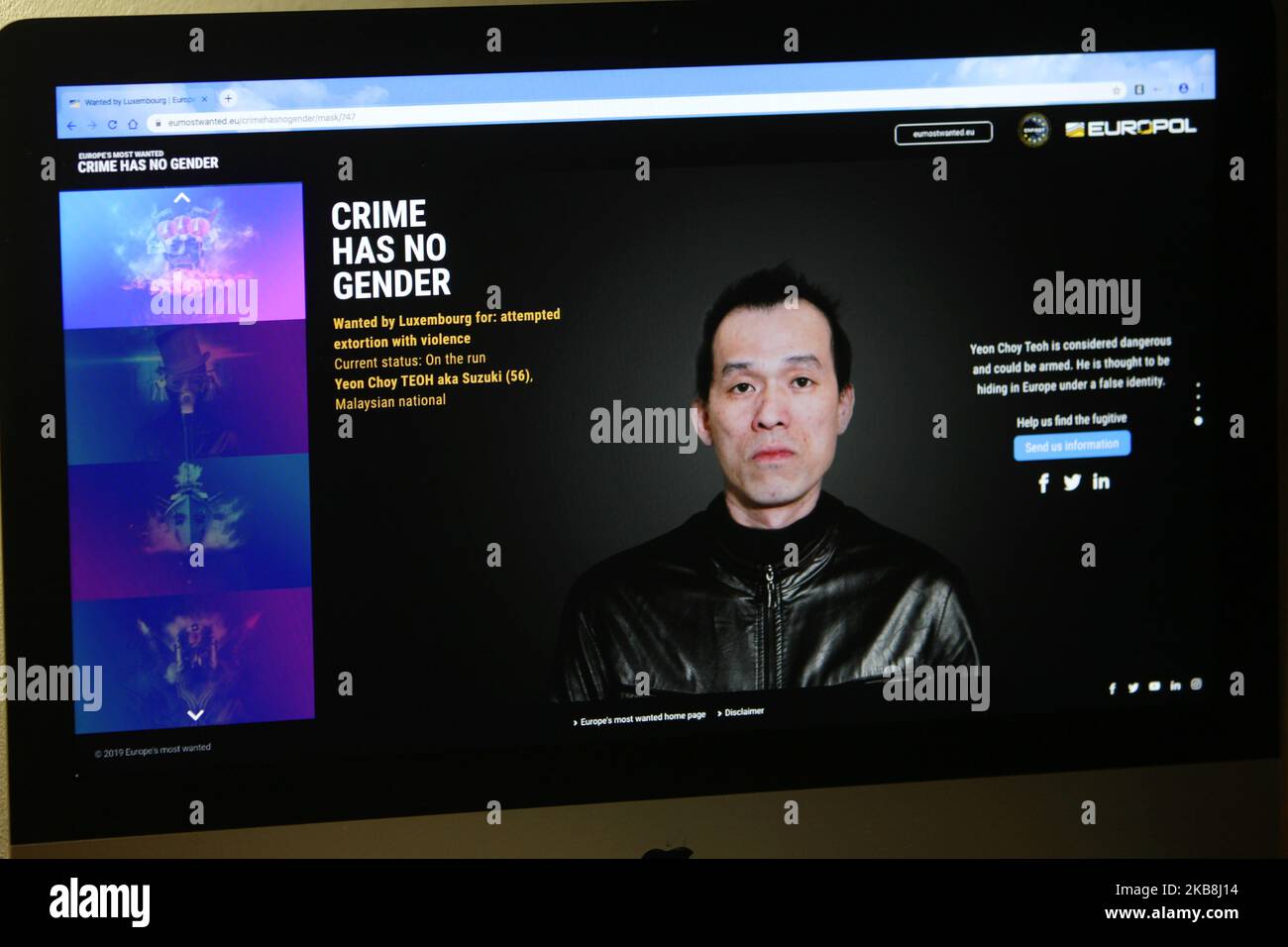 In this photo illustration - The Europol website on October 18, 2019 in ...