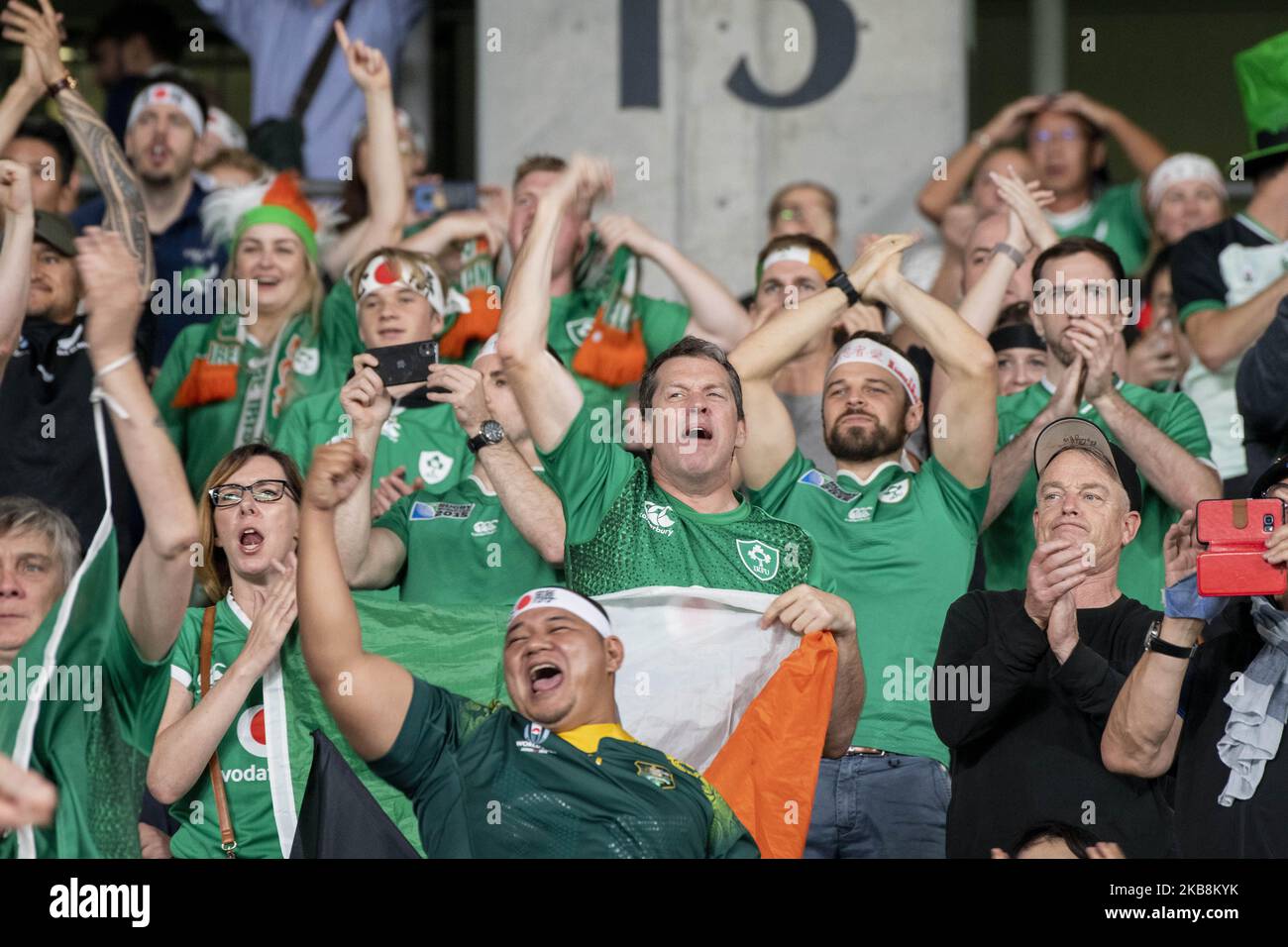 Ireland supporter during the National Anthem prior to the 2019 Rugby ...