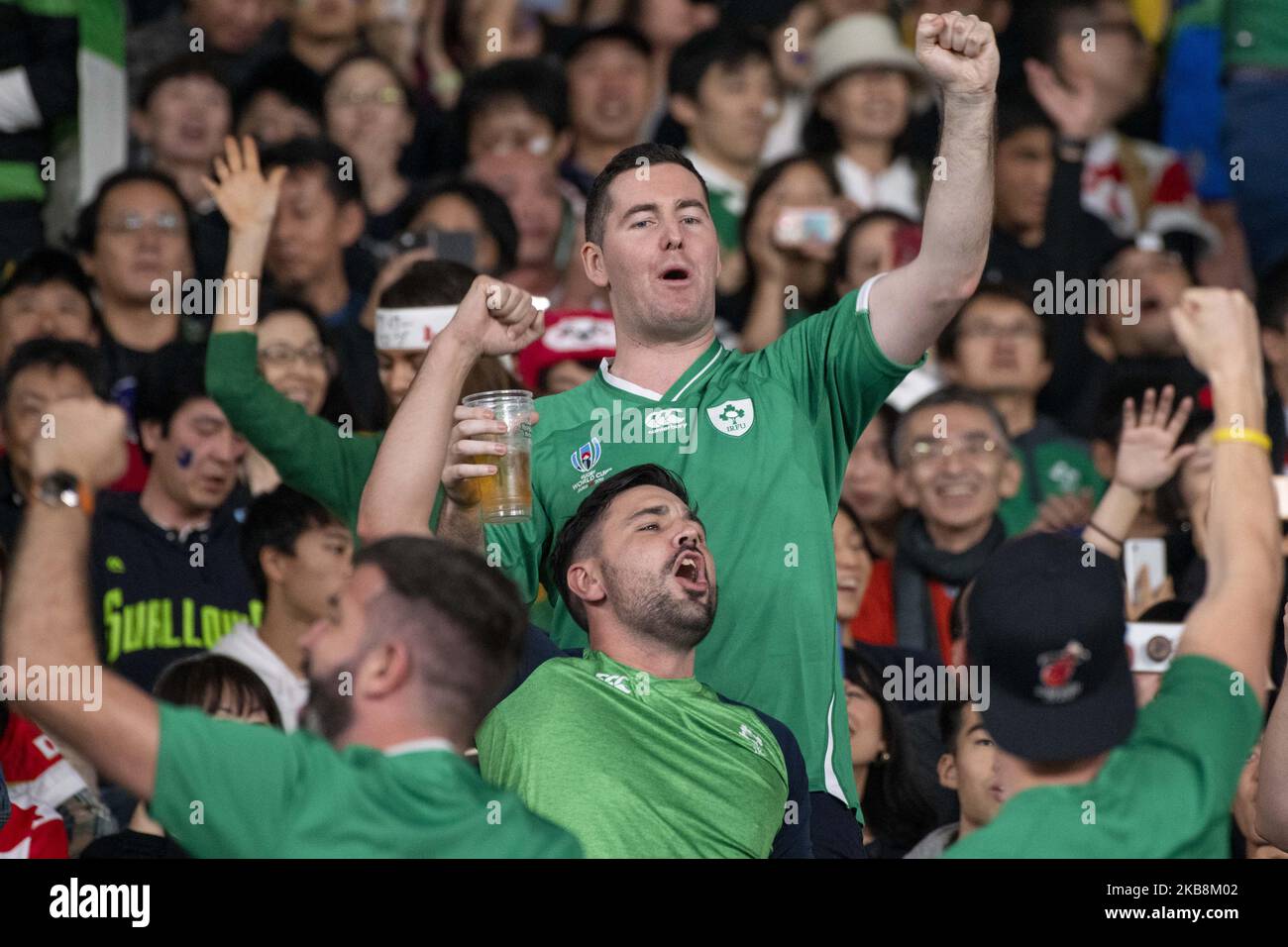 Ireland supporter during the National Anthem prior to the 2019 Rugby ...