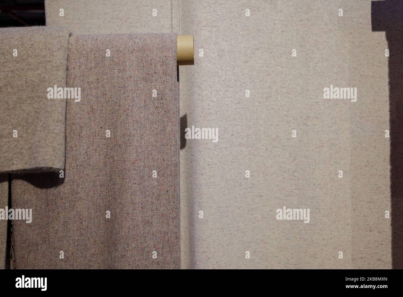 Side view of material or texture board presentation of sheep wool ...