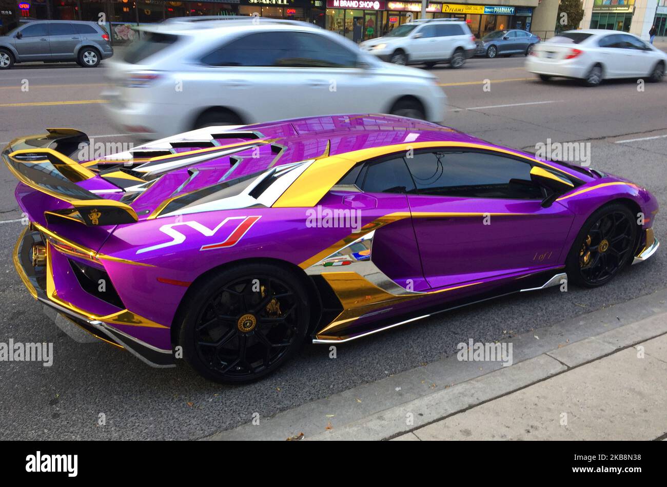 Lamborghini Aventador SVJ parked outside a fancy shop in Toronto ...