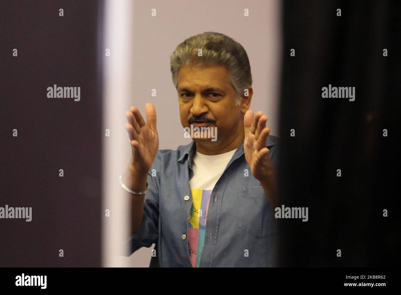 Anand Mahindra, chairman of Mahindra & Mahindra Ltd., speaks during a ...