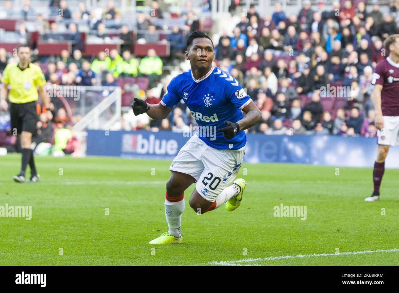 Alfredo Morelos of Rangers celebrates scoring his team's first goal ...