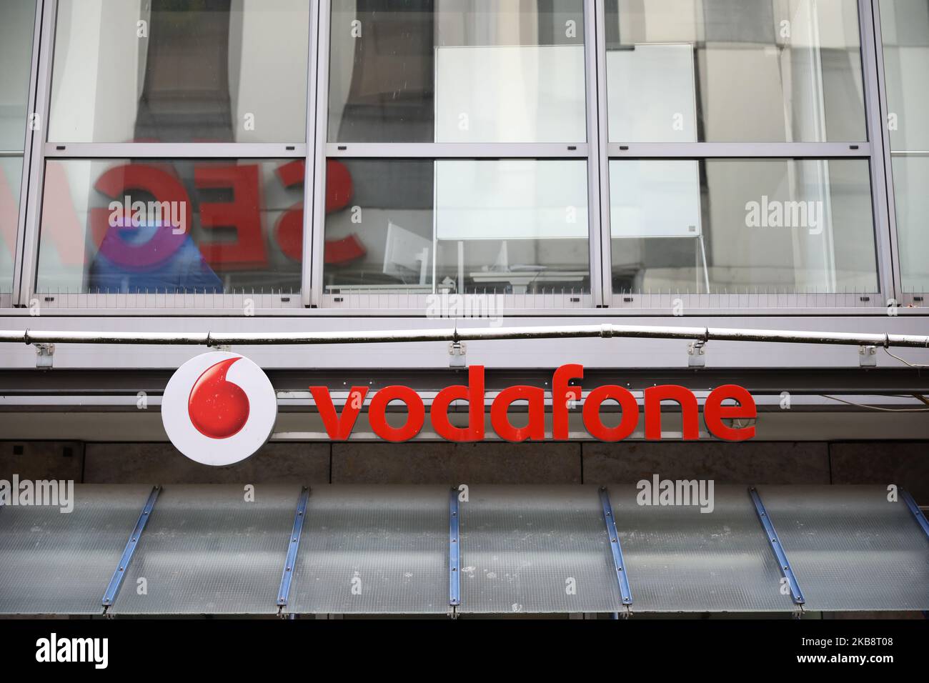A logo of Vodafone Shop is seen in Stuttgart, Germany on October 20 ...