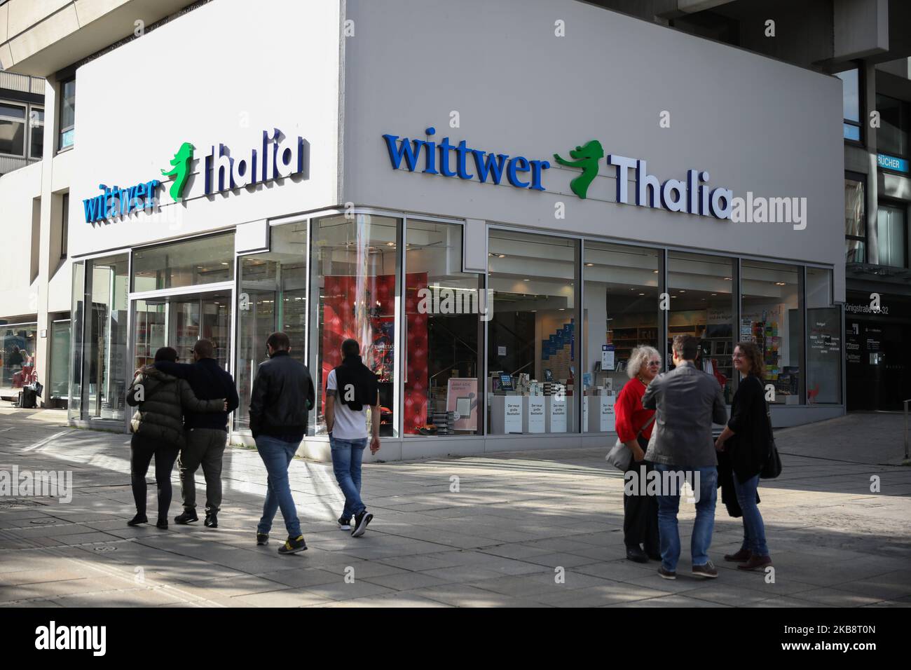 A logo of Wittwer-Thalia Library is seen in Stuttgart, Germany on ...