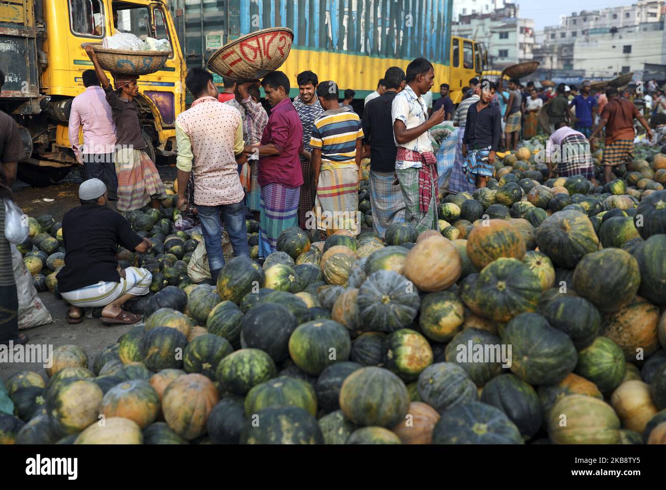 People are seen in the Karwan Bazar at Dhaka Bangladesh on October 21, 2019. Karwan Bazar ...