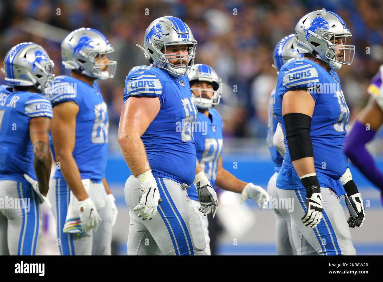 Detroit Lions offensive guard Graham Glasgow (60) walks off after a ...