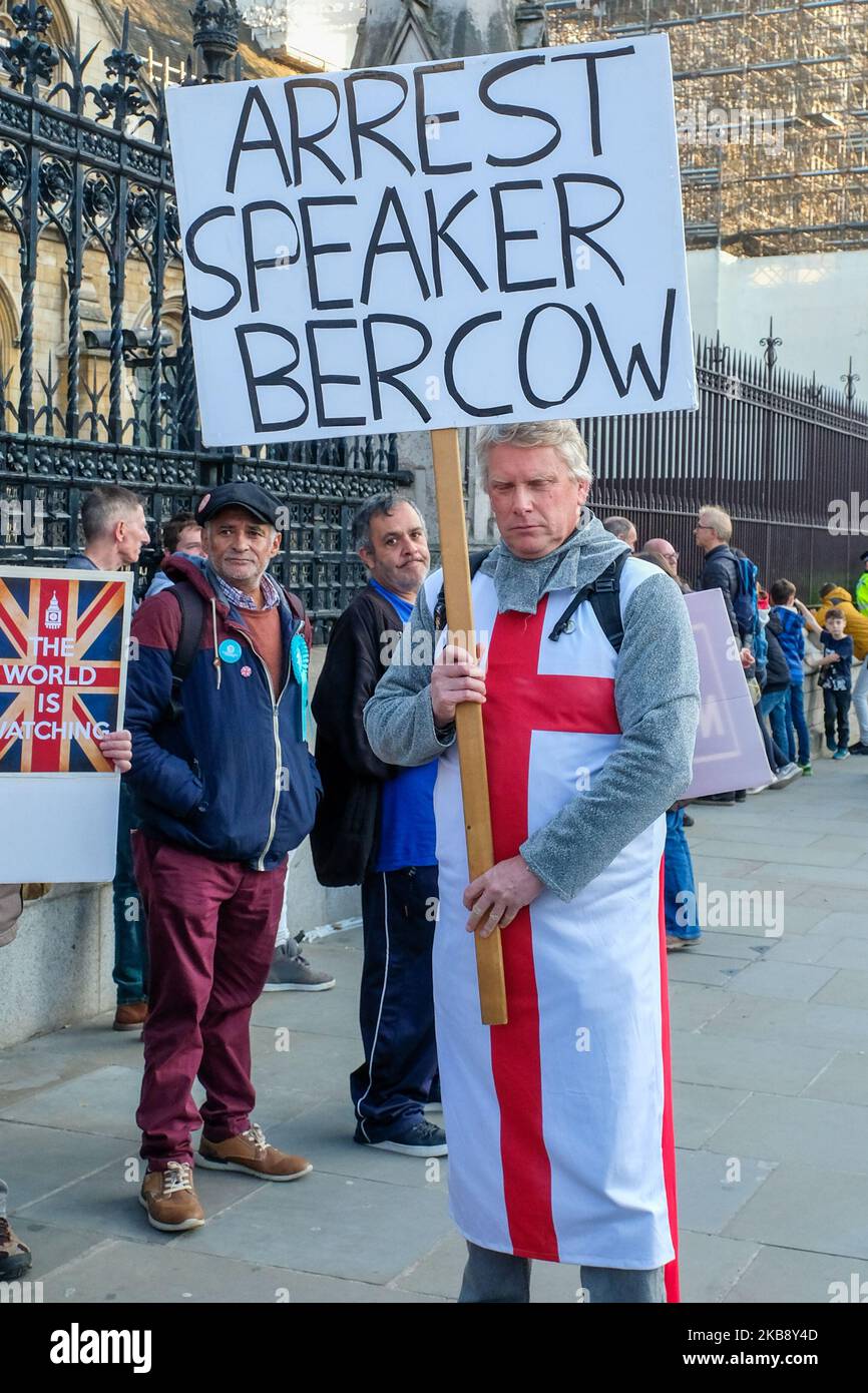 Brexit Protesters outside Houses of Parliament on 22 October 2019, in ...