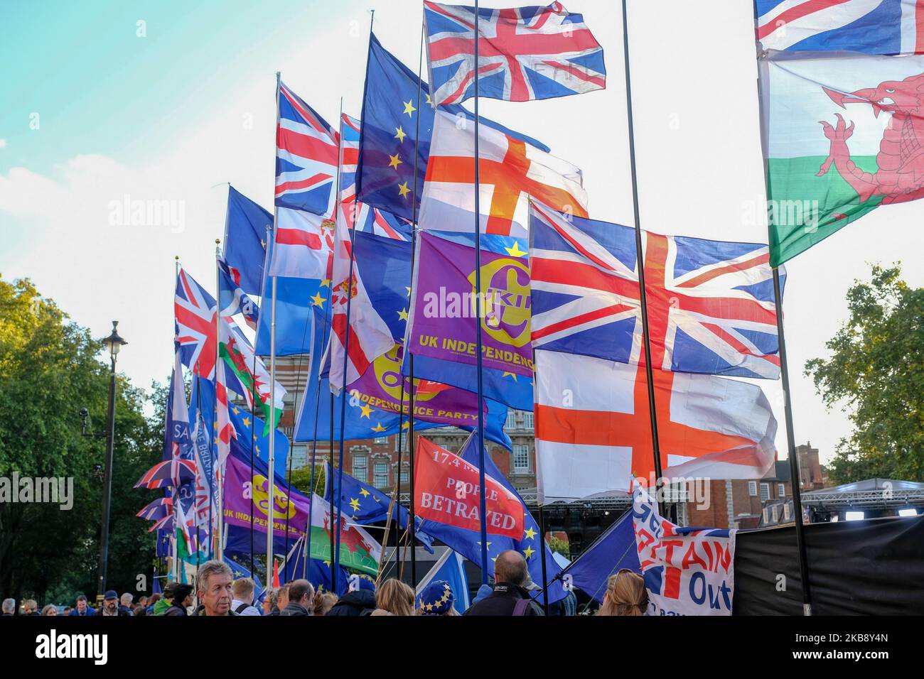 Brexit Protesters outside Houses of Parliament on 22 October 2019, in ...