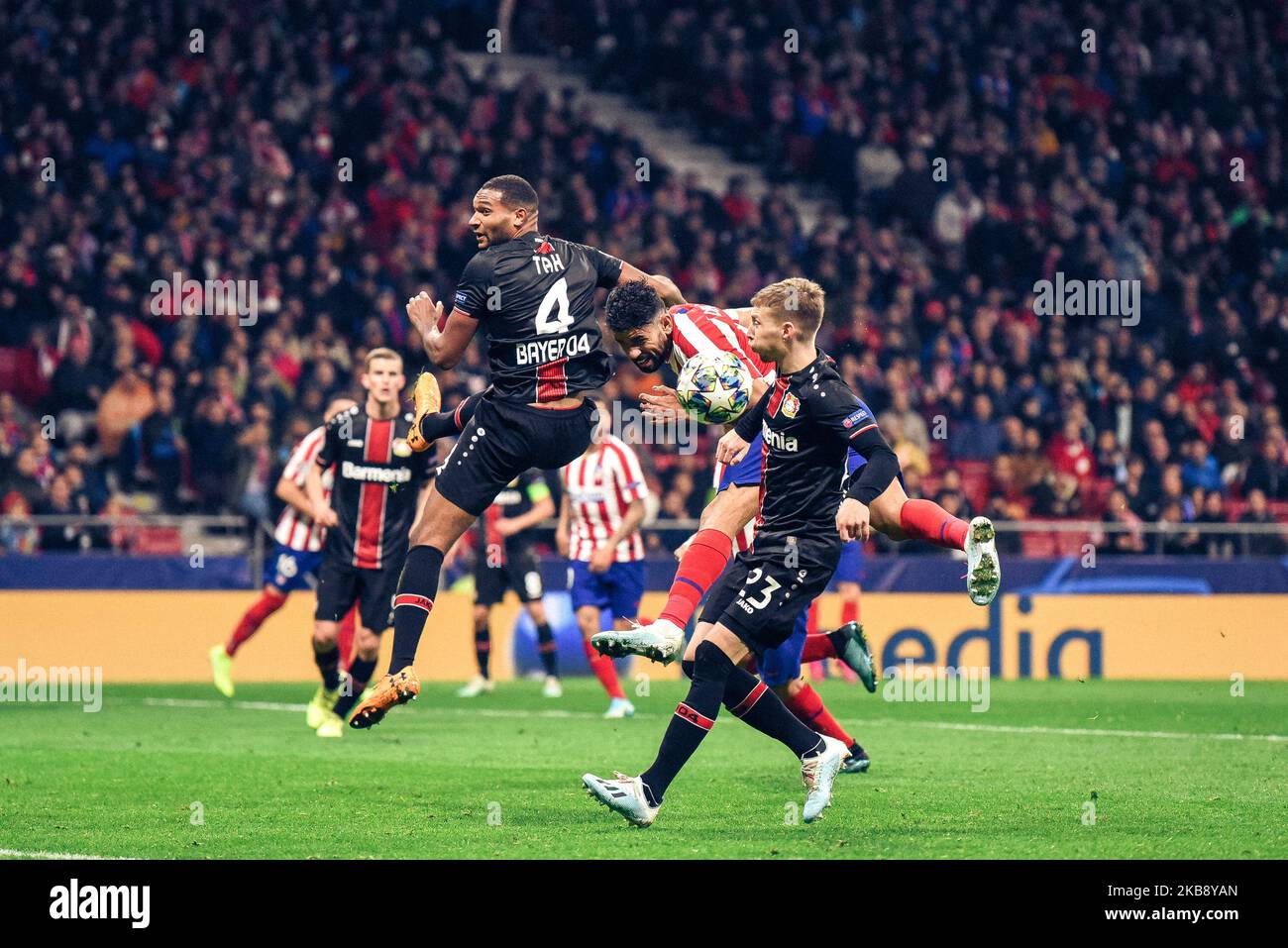 Jonathan Tah, Diego Costa and Mitchell Weiser during UEFA Champions ...