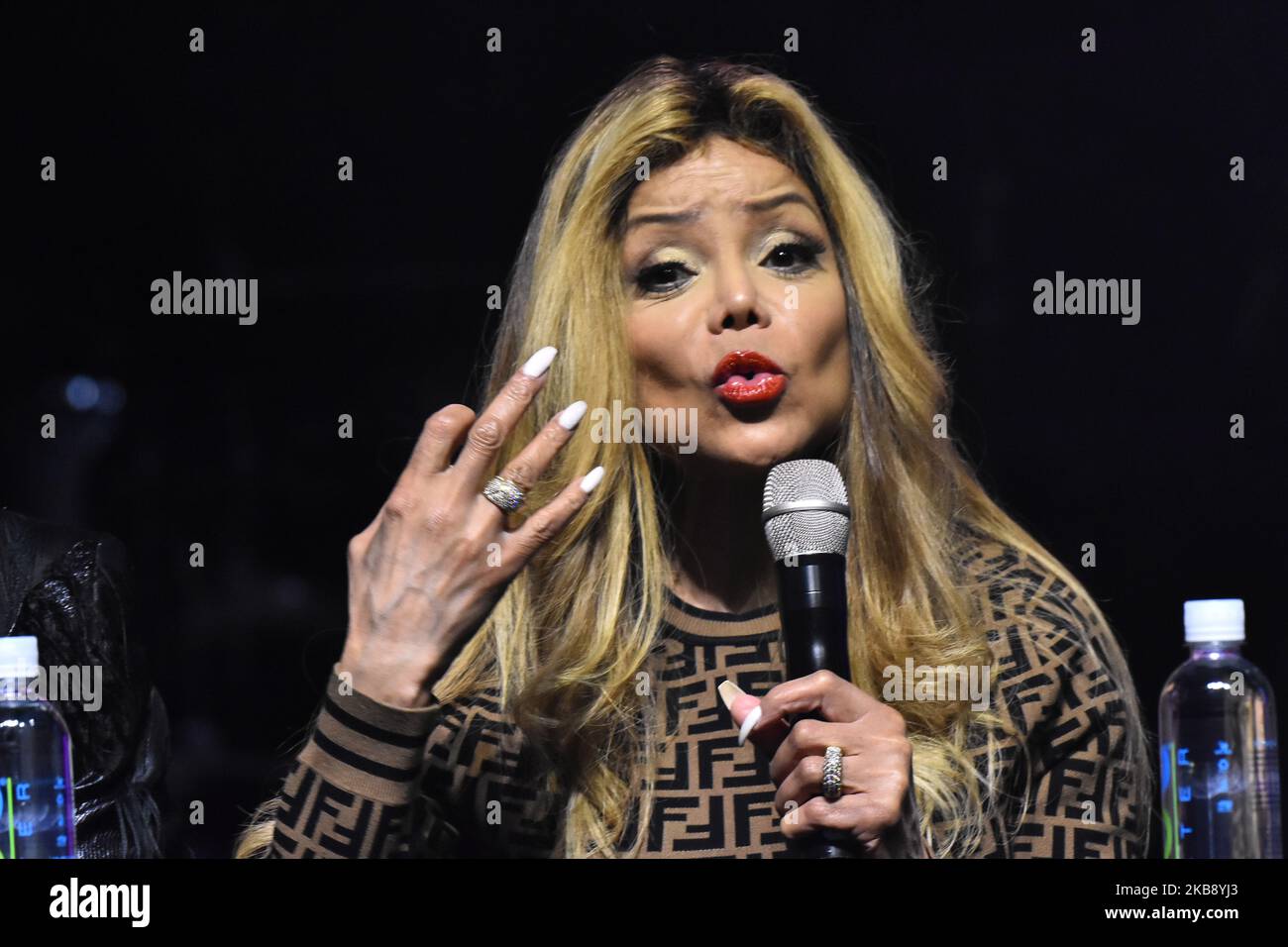 American singer La Toya Jackson speaks during a press conference to ...