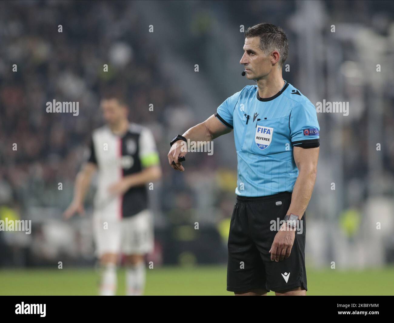 The referee Tasos Sidiropoulos during Champions League match between ...