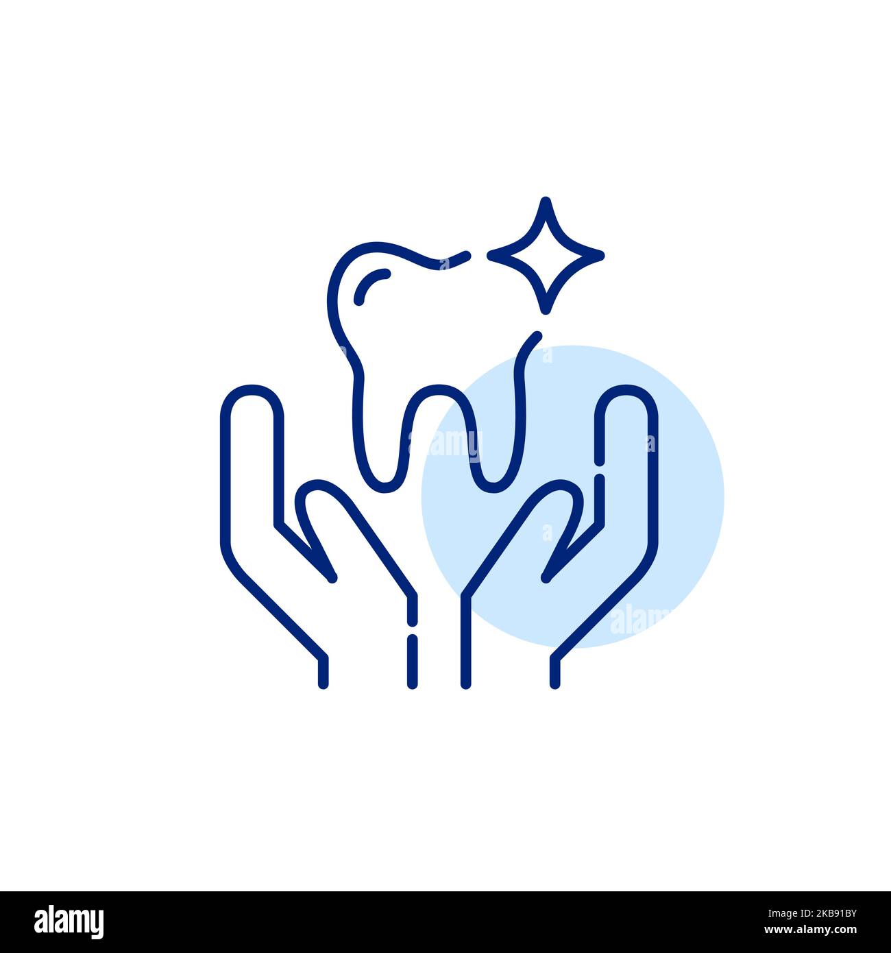 Dental care and medicine. Shining tooth in hands. Pixel perfect ...