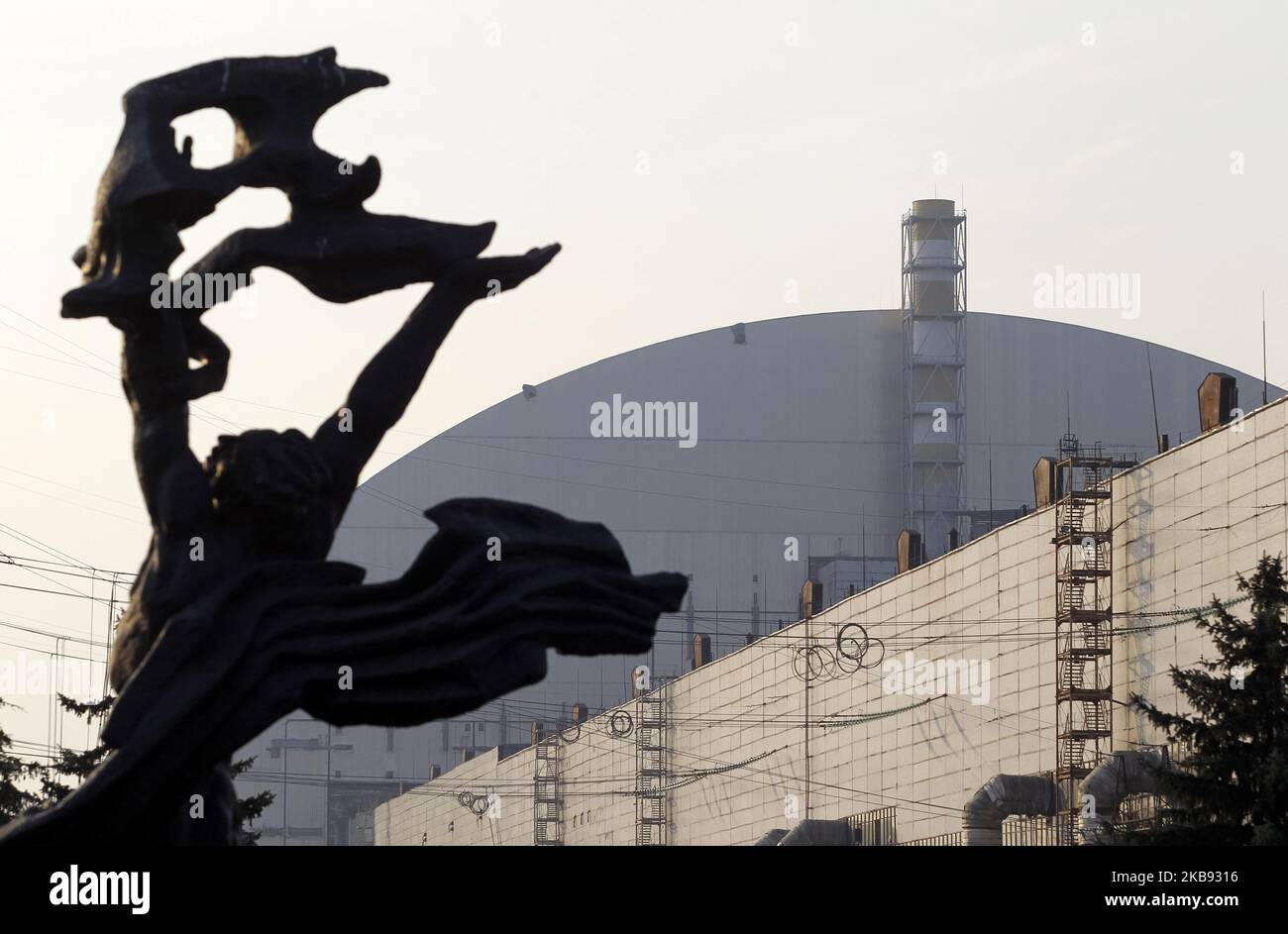 A view of the Safe Confinement over the 4th block of Chernobyl Nuclear ...