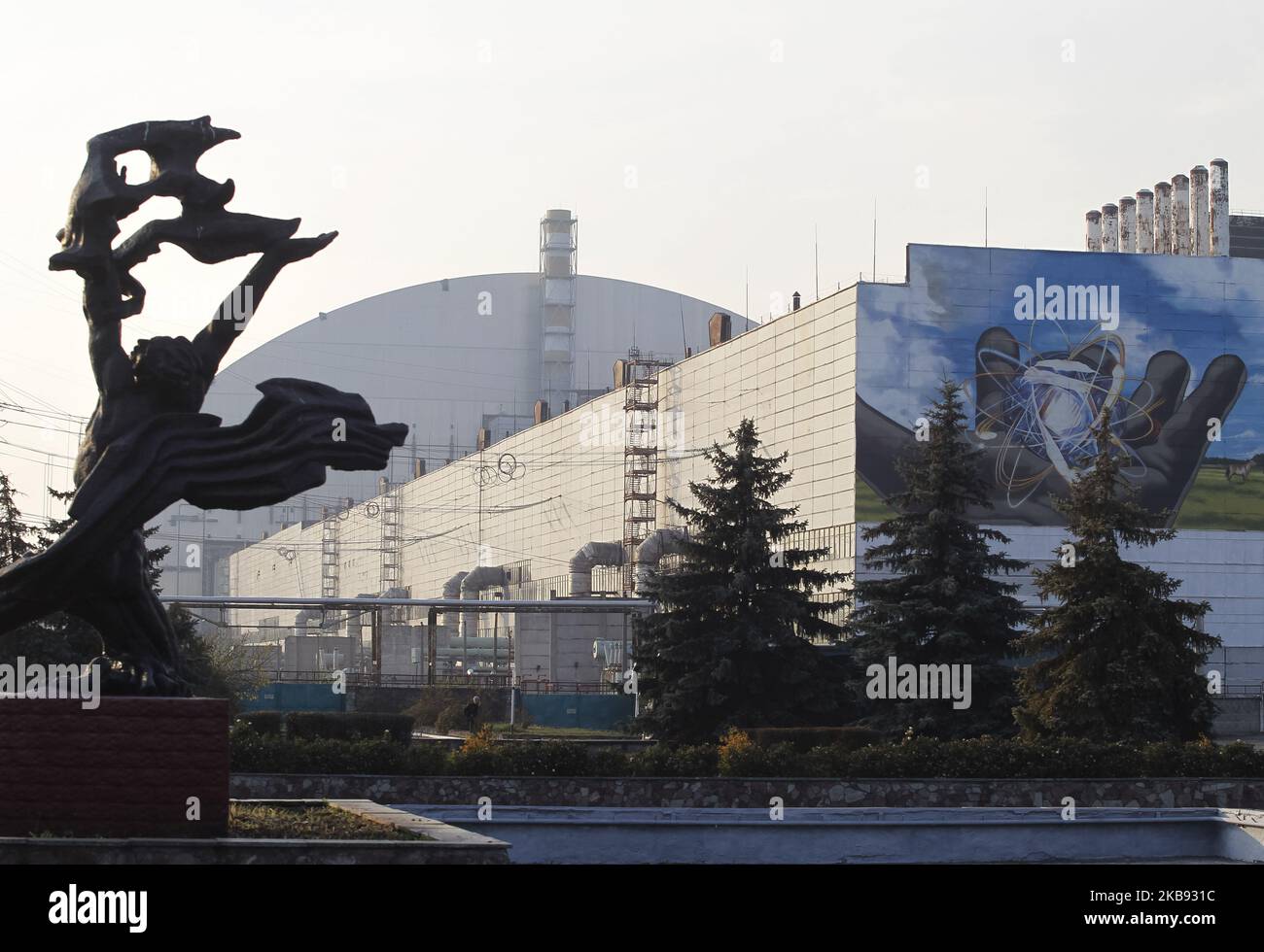 A view of the Safe Confinement over the 4th block of Chernobyl Nuclear ...
