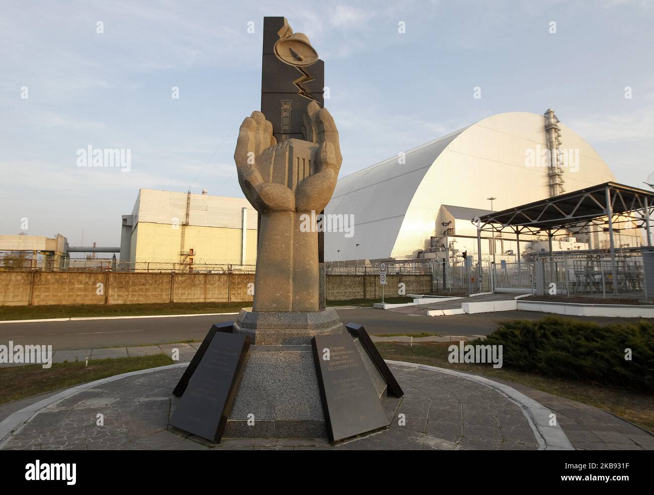 A view of the Safe Confinement over the 4th block of Chernobyl Nuclear ...