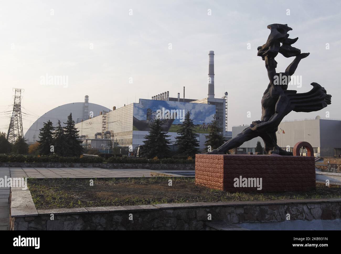 A view of the Safe Confinement over the 4th block of Chernobyl Nuclear ...