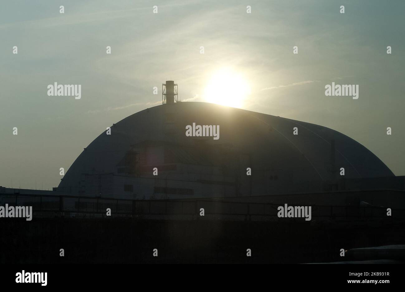 A view of the Safe Confinement over the 4th block of Chernobyl Nuclear ...