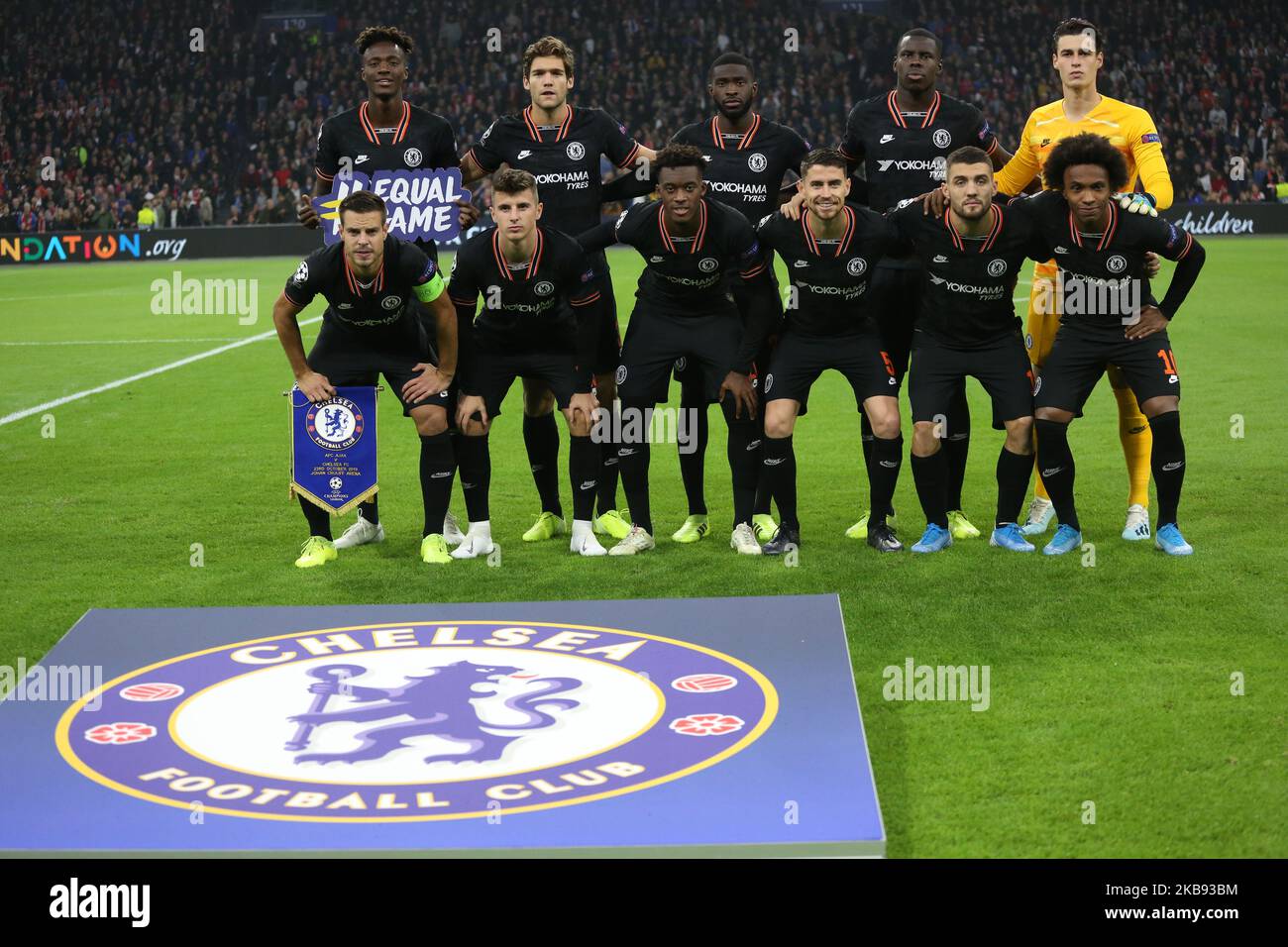 Ajax squad pictured during the 2019/20 UEFA Champions League Group H ...