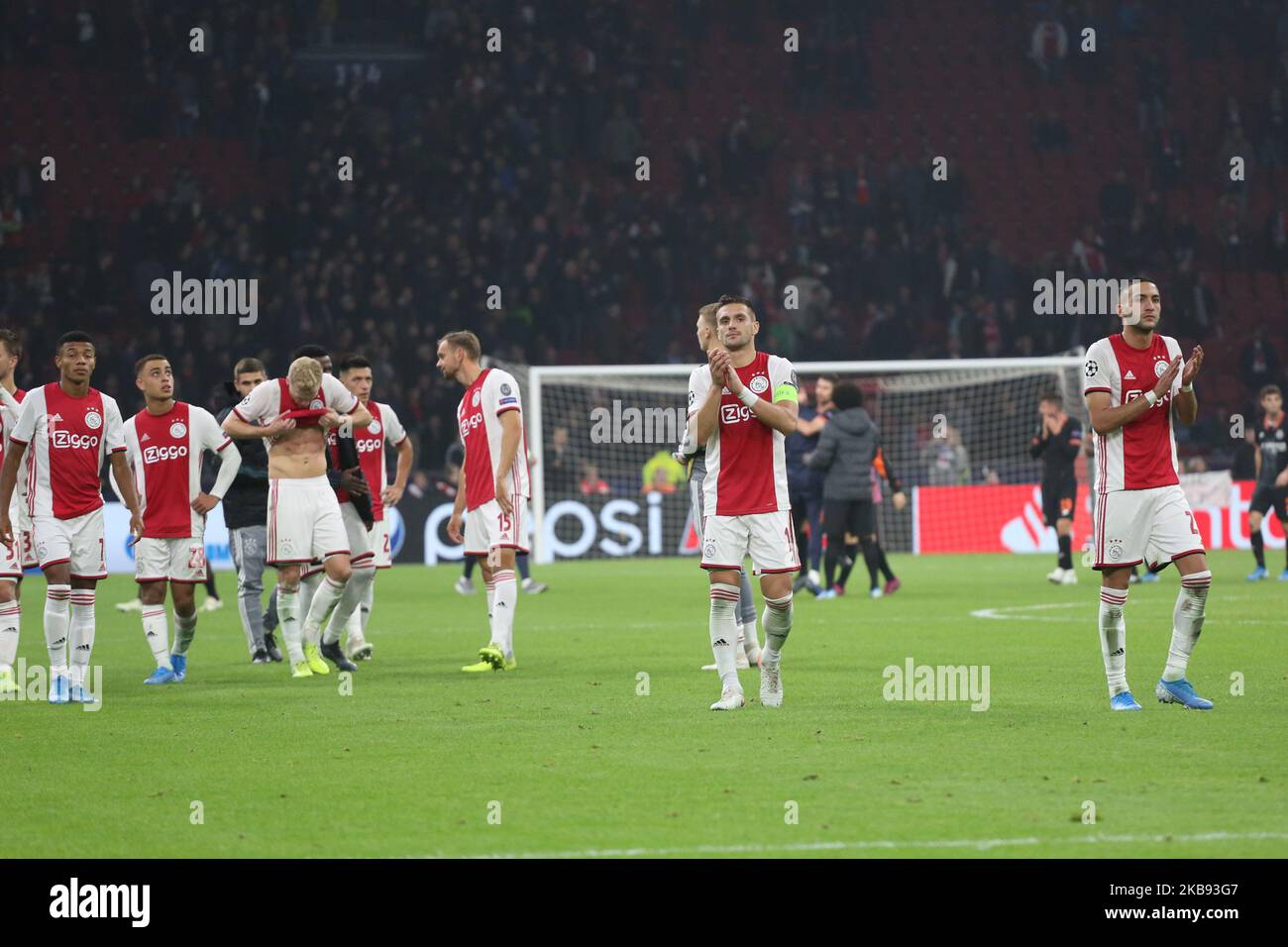 Ajax squad pictured during the 2019/20 UEFA Champions League Group H ...