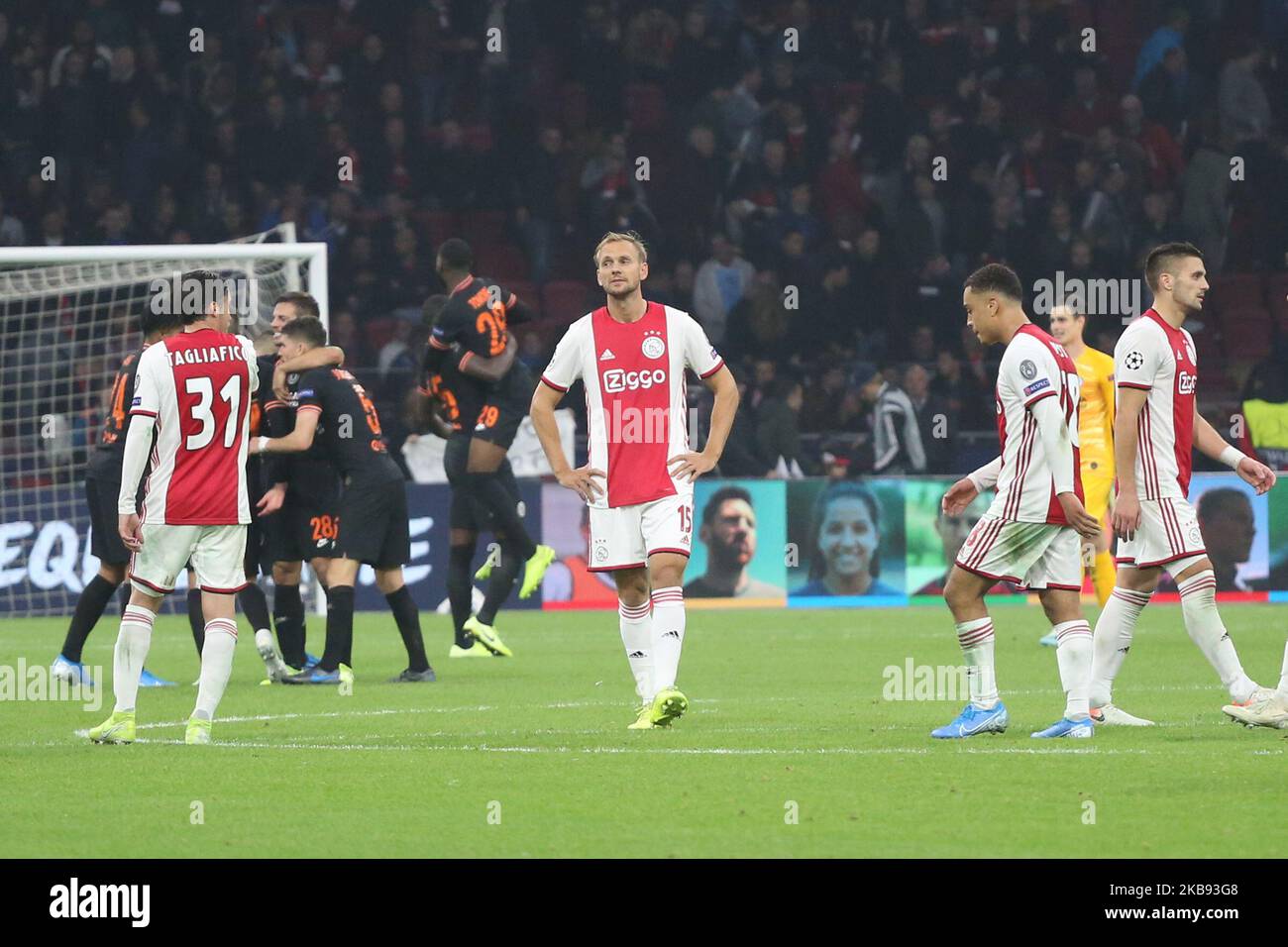 Ajax squad pictured during the 2019/20 UEFA Champions League Group H ...