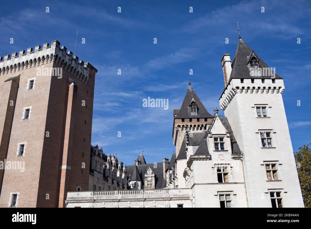 The facade of Pau Castle in the centre of the old town in Pau, France ...