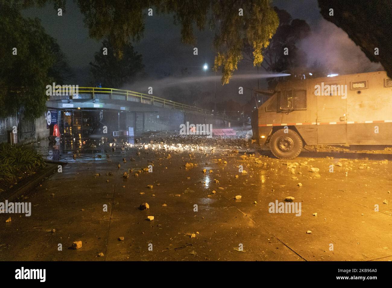 The anti-riot squadron tank esmad trying to disperse the protesters ...