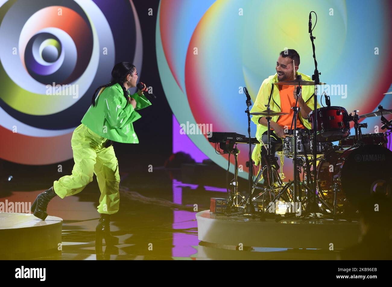 Booda sing during first live of 13th edition of Italian version of ...