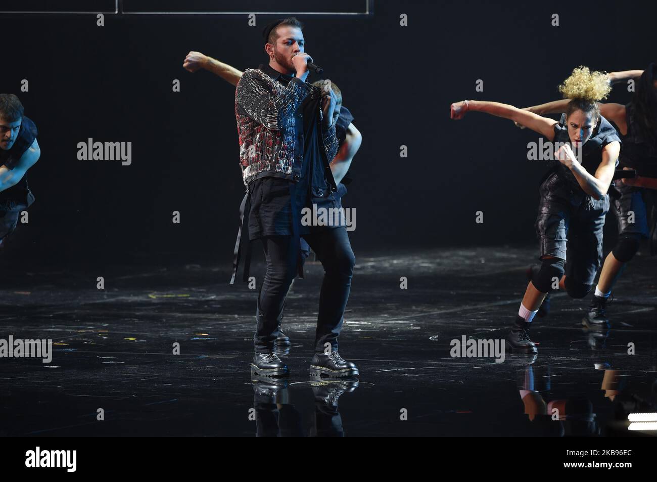 Nicola Cavallaro sing during first live of 13th edition of Italian ...