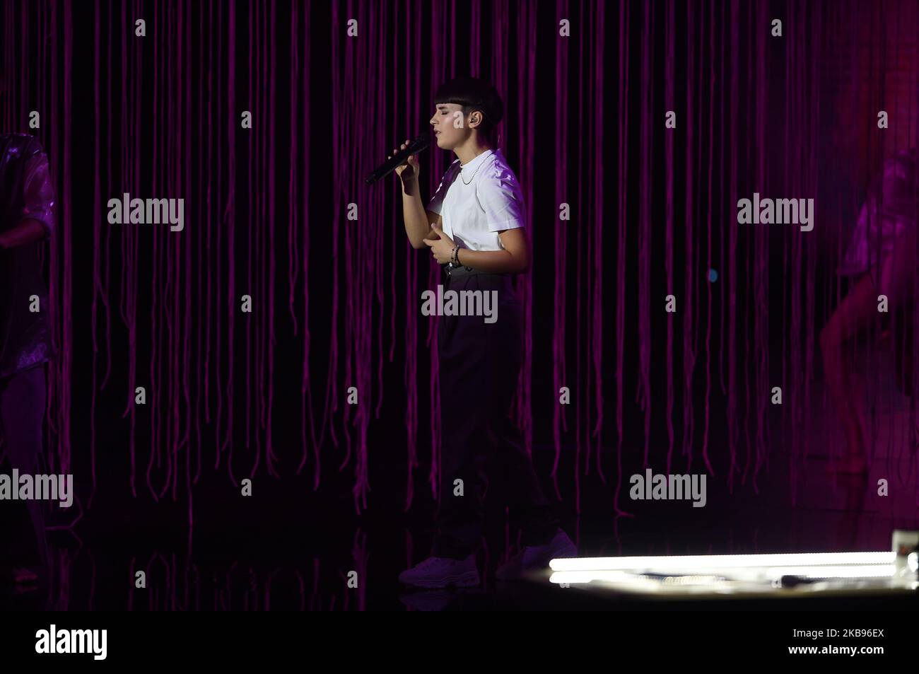 Maria Tornambene sing during first live of 13th edition of Italian ...