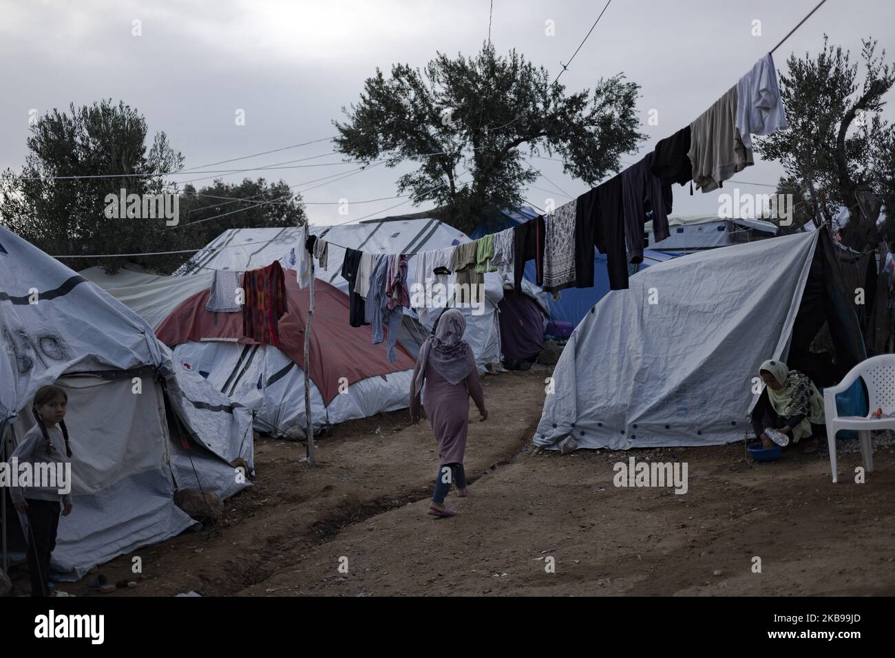 Daily life of refugees in Moria Refugee Camp on October 17, 2019 in ...