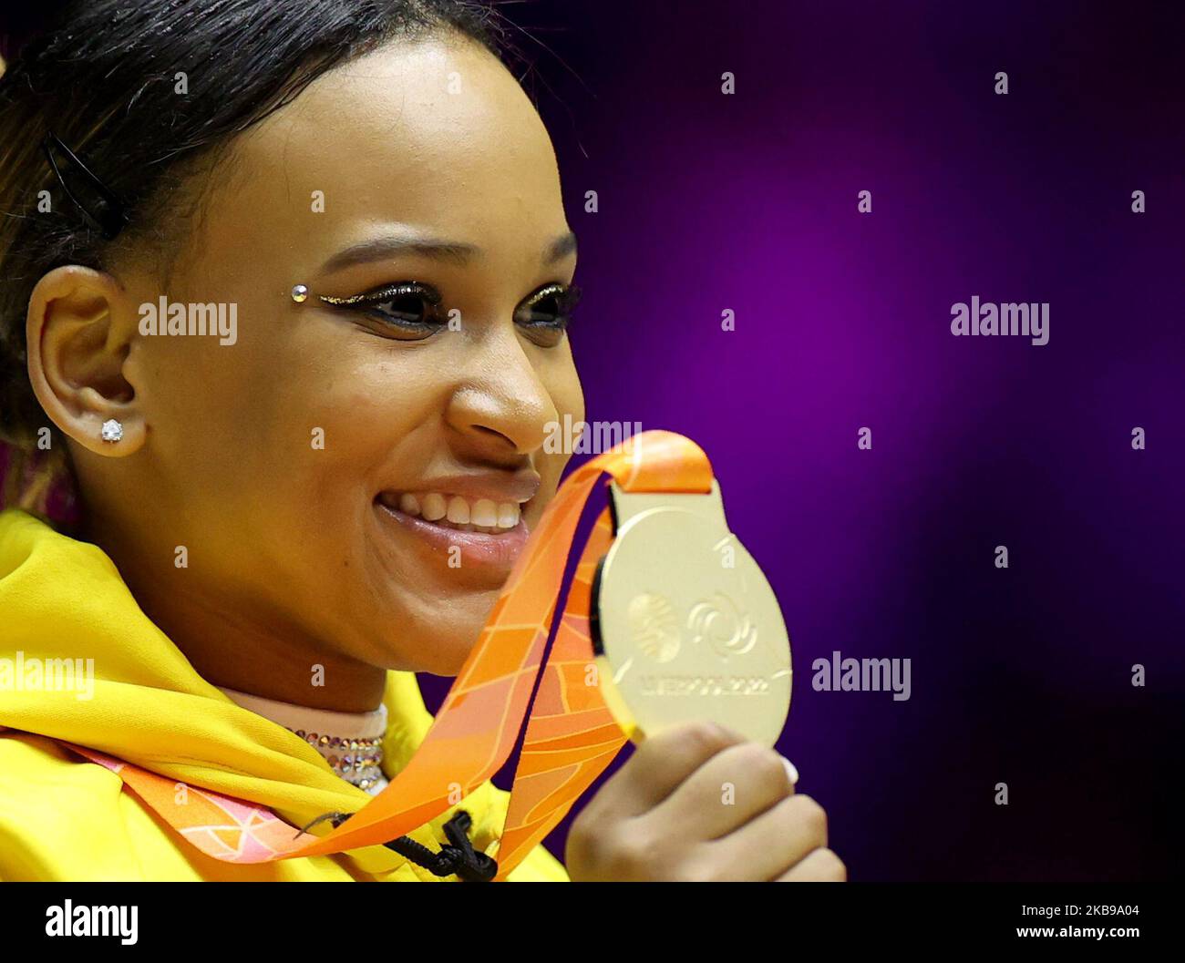 Liverpool, Britain. 3rd Nov, 2022. Gold medalist Rebeca Andrade of ...
