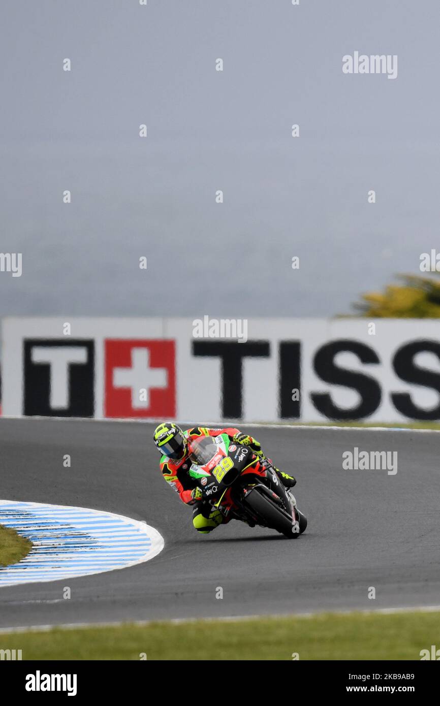 Andrea Iannone of Italy rides the Aprilia Racing Team Gresini bike ...