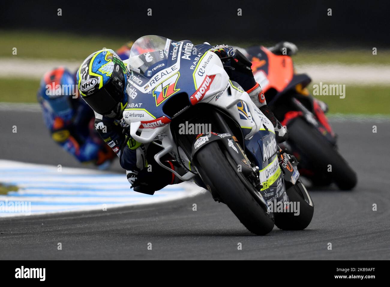 Karel Abraham of Czech Republic rides the Reale Avintia Racing bike ...