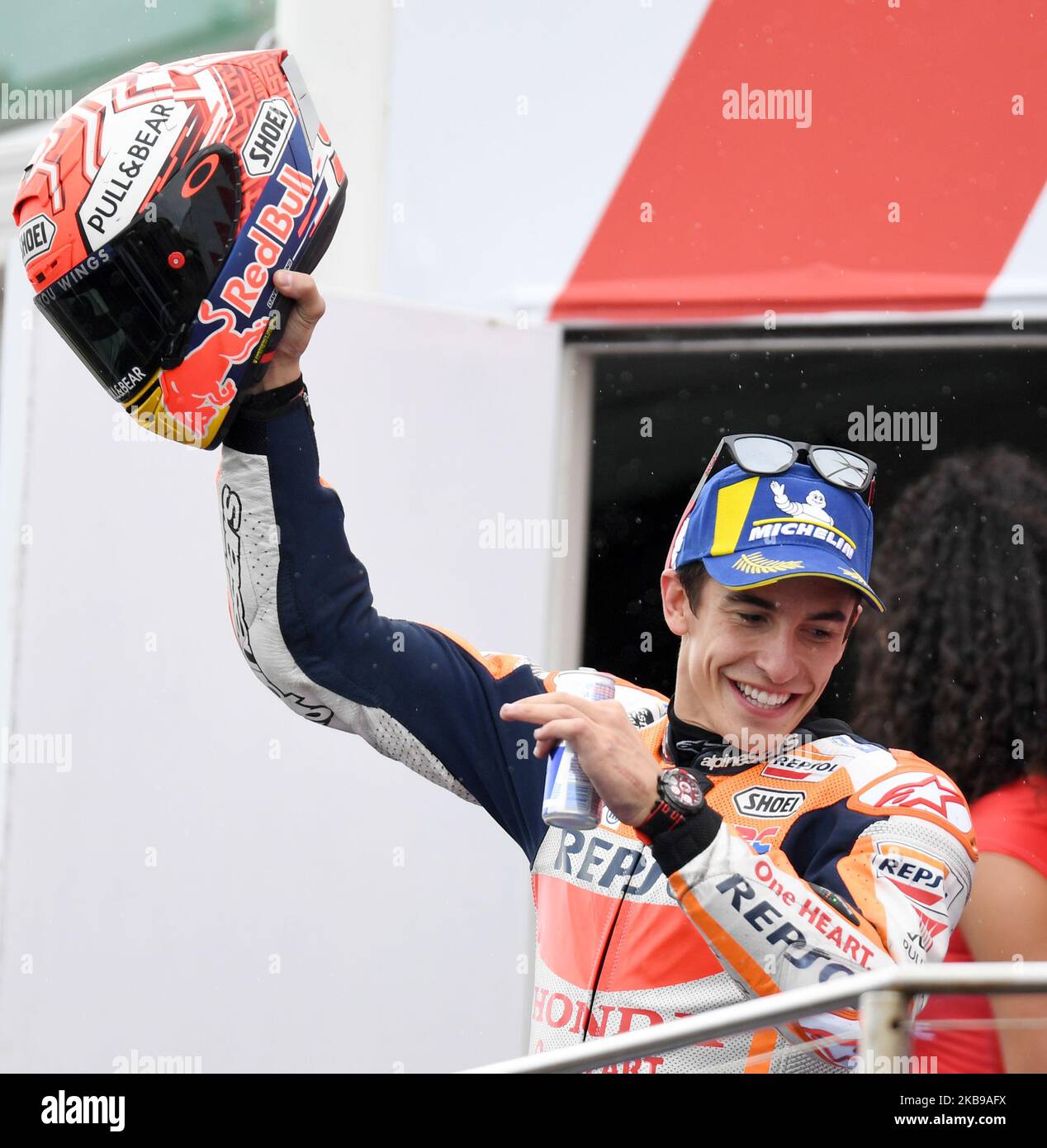 Marc Marquez of Spain celebrates winning the Australian MotoGP race at ...