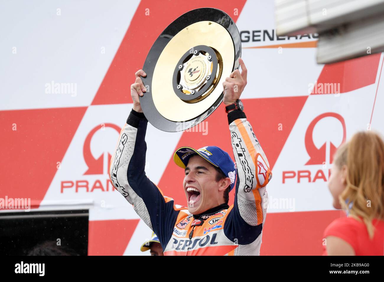 Marc Marquez of Spain celebrates winning the Australian MotoGP race at ...