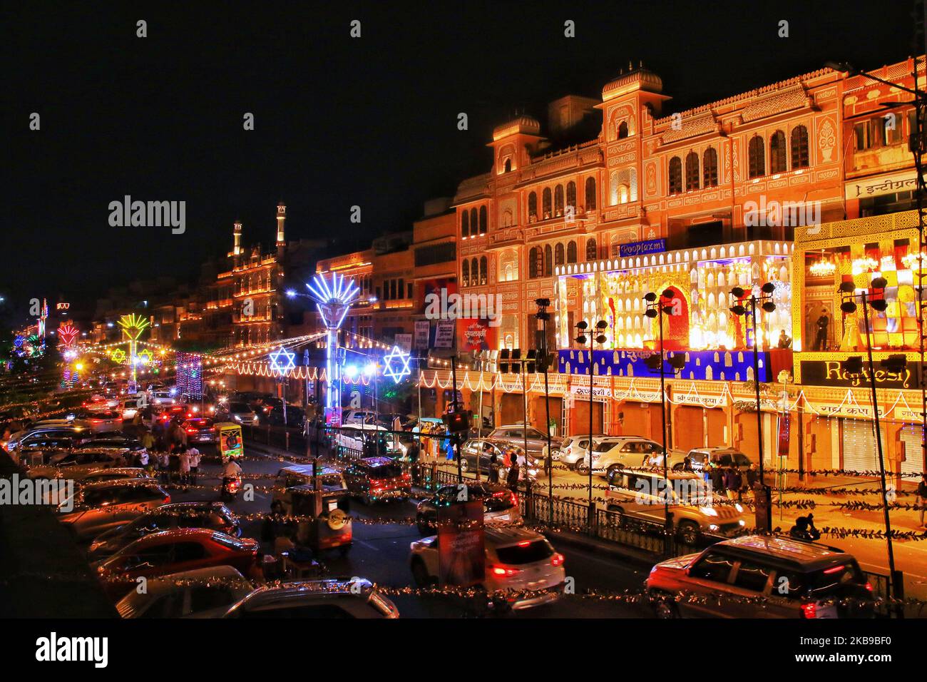 A Illuminated view of 'walled city' on the occasion of Diwali Festival ...