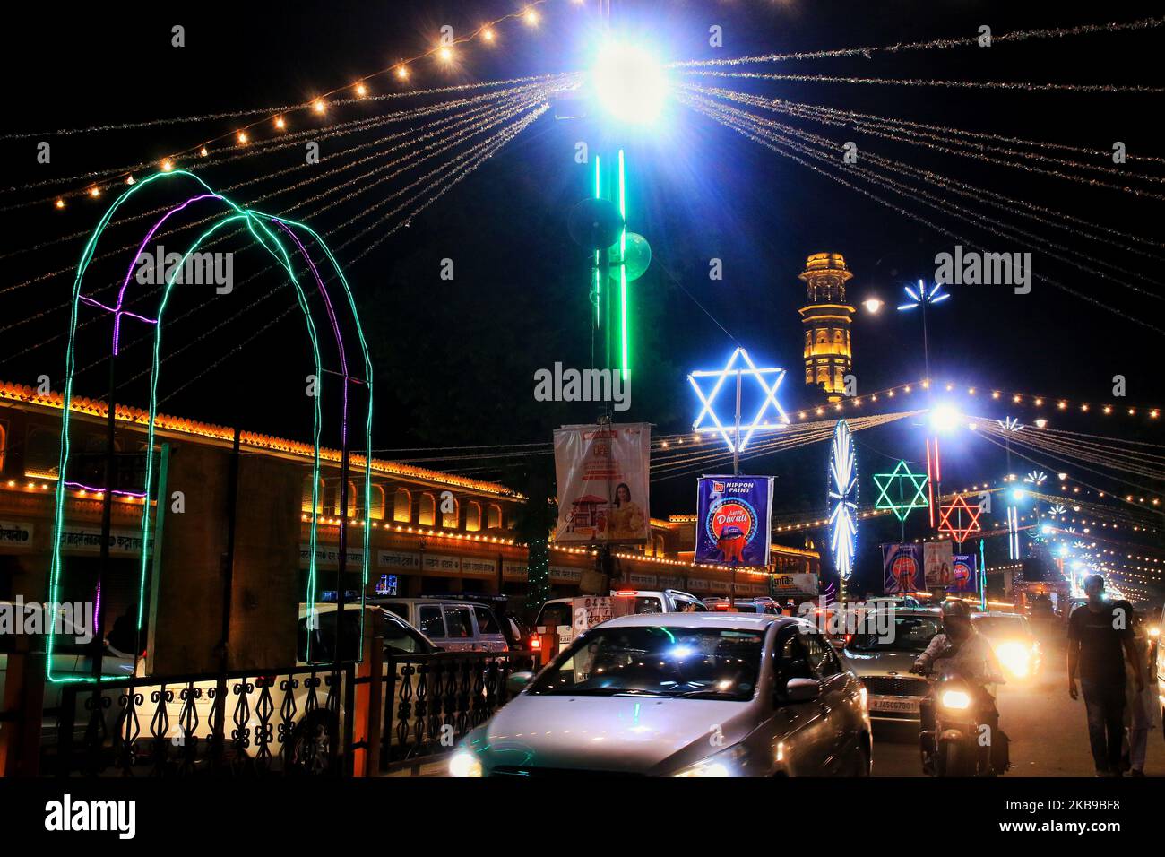 A Illuminated view of 'walled city' on the occasion of Diwali Festival ...